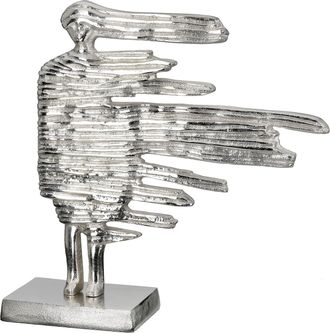 Gilde Skulptur Verwehung aus Aluminium - Fraumotiv - silberfarben - H&ouml;he 38cm x Breite 36cm