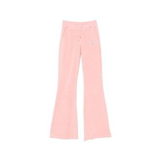 Sporty & Rich Velours Schlag-Sweatpants - - Trousers - Damen - Rosa - L