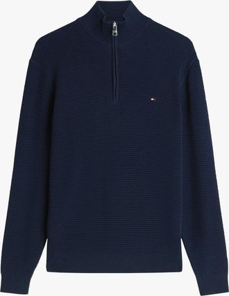 Tommy Hilfiger Pull droit &agrave; col zipp&eacute; en coton