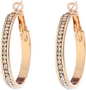 Generic Boucles doreilles pour Femmes - Superbes Grandes Boucles doreilles en plaqu&eacute; Or avec Cristal en Or Rose stableOp&eacute;ration Facile