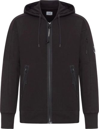 C.P. Company C.p. Company, Homme, Sweatshirts et sweats &agrave; capuche, Noir, Taille: S SweaT-shirt zipp&eacute; &agrave; capuche en molleton gratt&eacute; en diagonale