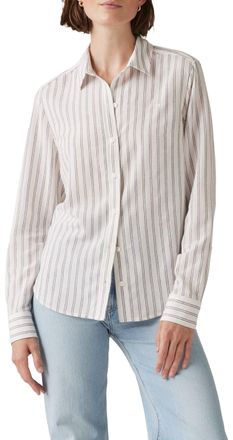 Levi's Damen New Classic Fit Hemd, Mia Stripe Cloud Dancer Cotton Linen, XS