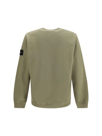 Stone Island Mens Crewneck Cotton Sweatshirt Military Green Sweatshirts Sweater