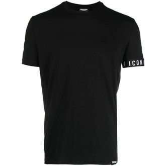 Dsquared2 T-Shirt mit Logo-Besatz - - Tops - Herren - Schwarzk - 2XL