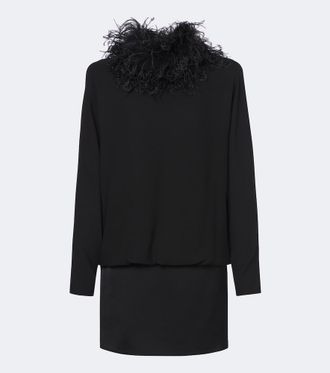 Valentino Minikleid aus Seiden-Georgette mit Federn