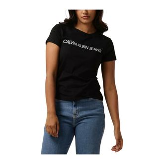 Calvin Klein Core Instit Logo Slim Fit Tee - - Tops - Damen - Schwarzk - XS