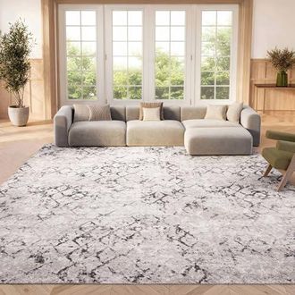 Safavieh Distressed Teppich f&uuml;r Wohnzimmer, Esszimmer, Schlafzimmer - Amelia Collection, Kurzer Flor, Grau und Hellgrau, 240 X 300 cm