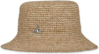 Vivienne Westwood Femme, Accessoires, Beige, Taille: S Orb Raffia Bucket Hat