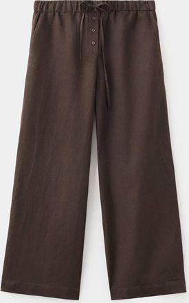 Mango Leinenhose mit Kn&ouml;pfen schokolade - Damen - XXS - MANGO