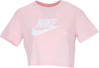 Nike Essential Crop Icon T-Shirt - - Sport - Damen - Rosa - L