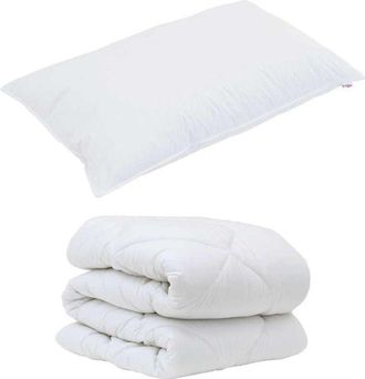 vidaXL Bettdecke mit Kissen 2 pcs Weiß Mikrofaser vidaXL