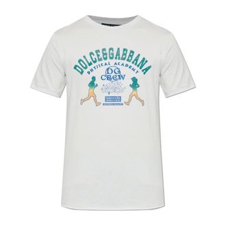 Dolce & Gabbana Homme, Tops, Gris, Taille: 2XL T-Shirt Imprim&eacute;