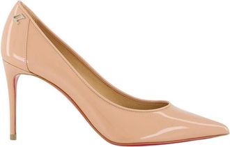 Christian Louboutin Femme, Chaussures, Beige, Taille: 38 1/2 EU Escarpins en Cuir Verni Beige Ros&eacute;