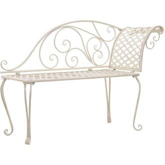 vidaXL Garten-Chaiselongue 128 cm Metall Antik Wei&szlig; - Vidaxl