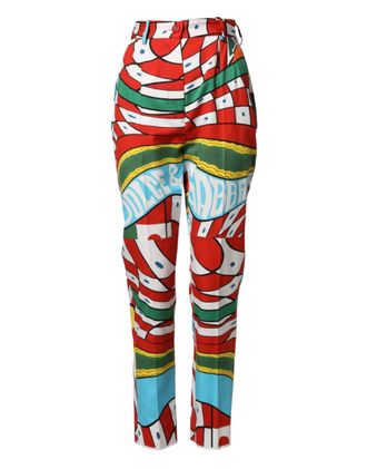 Dolce & Gabbana Womens Multicolor Geometric Pattern Straight Pants