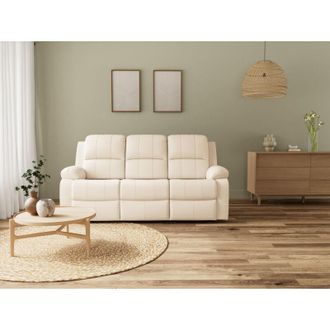 Best Mobilier Bestmobilier - Armand - canap&eacute; 3 places relax &eacute;lectrique en simili - beige