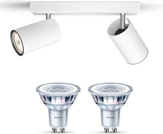 Philips Kosipo Aufbaustrahler (Wei&szlig;) - Warmwei&szlig; - Deckenspot mit 2 Lichtpunkten - GU10 - Nicht dimmbar