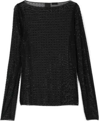 Pinko Pinko, Femme, Pulls, Noir, Taille: 42 FR Pull l&eacute;ger &agrave; strass