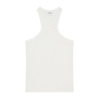 Courr&egrave;ges T-Shirt mit gesticktem Logo und Racerback-Ausschnitt - - Tops - Herren - Wei&szlig; - L