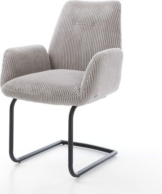 DELIFE Freischwinger Zoa-Flex Cord Silbergrau Freischwinger rund Schwarz Taschenfederkern, Esszimmerstühle