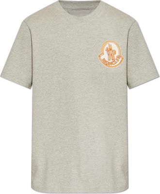 Moncler Homme, Tops, Gris, Taille: XL T-Shirt Avec Logo Imprim&eacute;