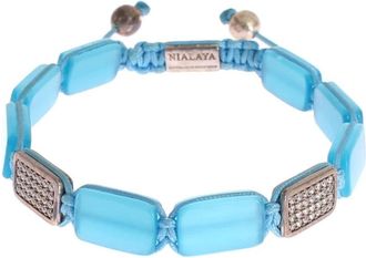 Nialaya Femme, Accessoires, Bleu, Taille: M Bracelet en Argent avec Opale Bleue et Diamants CZ