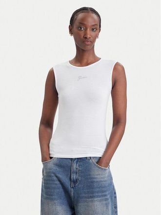 Guess Top W6YP1 7K3881 Wei&szlig; Slim Fit