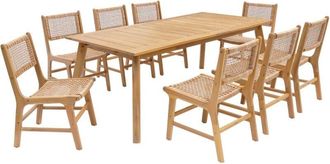 Sweeek Table de jardin extensible bois dacacia + 8 assises Palena + Ocara 200/275 x 100 x 75 cm naturel