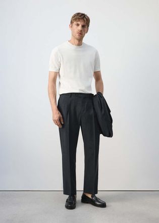 Mango Pantalon regular-fit pinces bleu marine - Homme - 38 - MANGO MAN