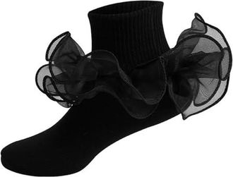 Generic Chaussettes à volants pour filles, chaussettes à volants en dentelle crème, chaussettes à volants douces et confortables, chaussettes décontractées av