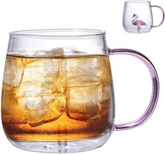 Generic Tasse &agrave; caf&eacute; animal | Tasse &agrave; caf&eacute; transparente en verre borosilicate de 380 ml | Tasse &agrave; caf&eacute; de dessin anim&eacute; pour la maison, le lieu de travail, tas