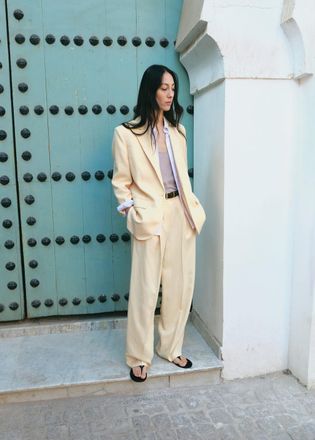 Mango Blazer costume lin jaune - Femme - XXS - MANGO