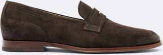 AllSaints Jules mocassins en cuir et daim &agrave; surpiq&ucirc;res marron fonc&eacute;