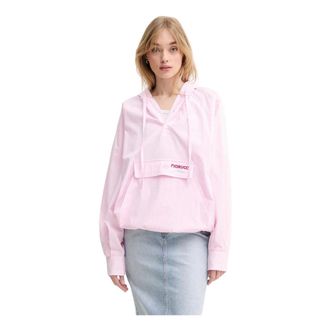 Fiorucci Gingham Logo Hoodie Shirt - - Blouses & Shirts - Damen - Rosa - XS