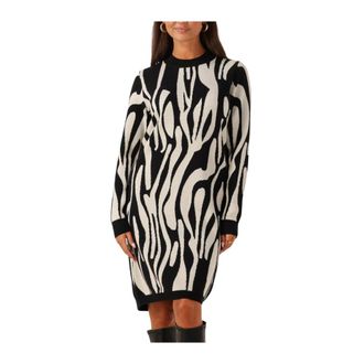 Object Schwarzes Strickkleid mit AOP-Druck - - Dresses - Damen - Mehrfarbig - XS