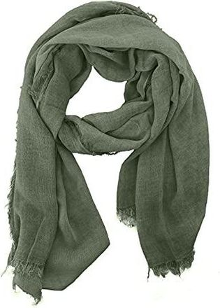 JOPHY & CO. Écharpe pour Femmes Homme Elégant et léger Etole rectangulaire douce en fibre deucalyptus Couleurs unies ou fantaisie (Militaire)
