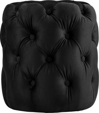 Clp Sitzhocker Samt rund Drancy, gepolstert mit Zierkn&ouml;pfen, Chesterfield-Optik, Polsterhocker f&uuml;r Wohnzimmer & Schlafzimmer, Farbe:schwarz, Gr&ouml;&szlig;e:M