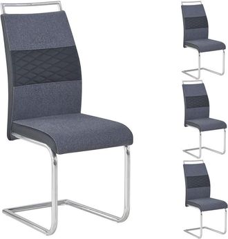 IDIMEX Lot de 4 chaises erza, en tissu gris foncé