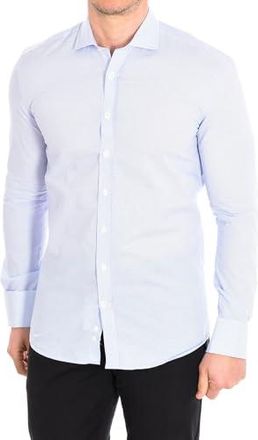 Caf&eacute; Coton Chemise Slim Manches Longues col Revers BRUCE4 Homme