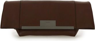 Max Mara Womens Clutch With Clasp Dark Brown Calf Leather Shoulder Bags