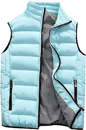 Onsoyours Homme Gilet Hiver Chaud Doublure Polaire Softshell Bodywarmer Gilet Confortable sans Manches Veste B Bleu Ciel M