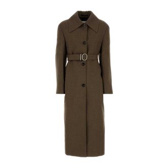 Jil Sander Bestickter Wollmischmantel - - Coats - Damen - Braun - M