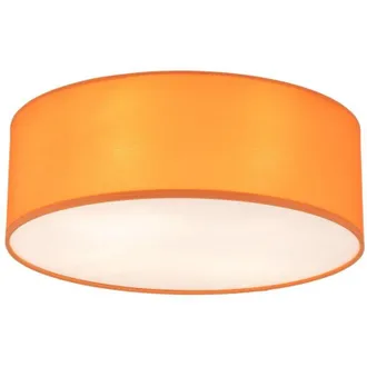 Licht-Erlebnisse Licht-erlebnisse - Deckenlampe Kinderzimmer Metall Stoff E27 d: 38 cm Wei&szlig; Orange 4-flammig rund
