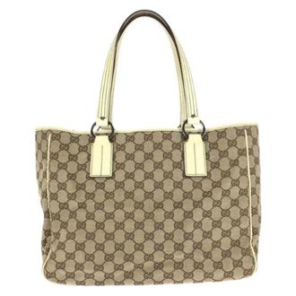 Gucci Pre-owned GG Canvas Leder Tote Bag - - Pre-owned - Damen - Beige - ONE SIZE