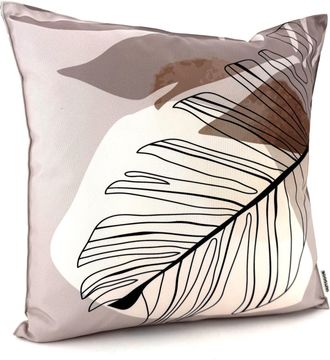 Heimtexland Outdoor Deko Kissen 45x45 mit Füllung Garten Lounge Dekokissen wasserabweisend wetterfest Outdoorkissen Gartenkissen Bedruckt Typ906 Blatt - Braun