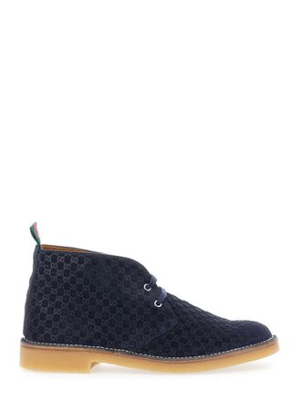 Gucci GG Monogram Suede Ankle Boot - Blue
