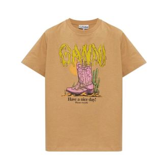Ganni Ganni T-Shirts und Polos - - Tops - Damen - Beige - L