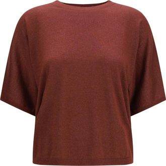 Brunello Cucinelli Pull en cachemire et soie &agrave; manches courtes - Femme - Pulls - Brun - Taille: 40 FR