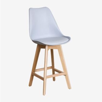 Sklum Sklum - Lot de 2 tabourets hauts 65 cm avec coussin en similicuir nordique Gris dauphin