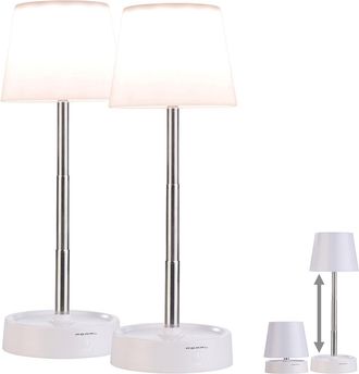 Pearl Akkulampe: 2er-Set Dimmbare Teleskop-Akku-Tischleuchte, 80 lm, 1.200 mAh, USB-C (Tischlampe USB, Teleskopleuchte, Kabellose Stehlampe)